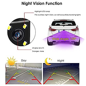 Car Backup Camera, 4 LED Hd Reverse Camera with Night Vision, Backup Rear View Camera 170° Wide View Angel, Suitable for Cars, SUV, Trucks, RV and More (4 LED)