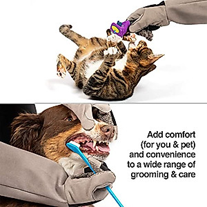 PetFusion Multipurpose Pet Glove for Grooming, Trips to Vet, Handling. [Puncture & Scratch Resistant, Water Resistant]. 12 Month Warranty for Manufacturer Defects Grey