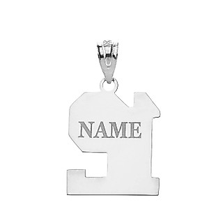 Certified 14k White Gold Personalized Sports Charm Jersey Two Digits Number and Name Charm Pendant