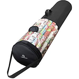 Freegrace Gift Wrap Organizer | Large 9" x 40.9" Wrapping Paper Rolls Storage Bag | Tearproof & Space Saving Under Bed Gift Bag Organization (Black)