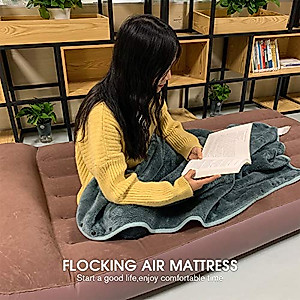 Bestrip Air Mattress Twin Size Inflatable Bed with Electric Air Pump Single Camping Blow Up Mattress, Camping Accessories (Brown)