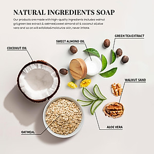 Rinse & Robust Mens Soap Bar Set 6Pcs Natural Handmade Cleansing Bar Soap Set Moisturizing&Exfoliating Scrub Soap Gift for Men All Skin Type| 6 Different Scents |3.5 oz of 6 Bars