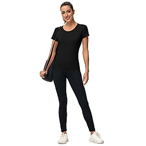2 Pieces Women Long Sleeve Workout Shirt Seamless Workout Shirts with Thumb Holes Fitted Top Sports Yoga Athletic Shirt Top (Short Sleeve White, Black, X-Small)