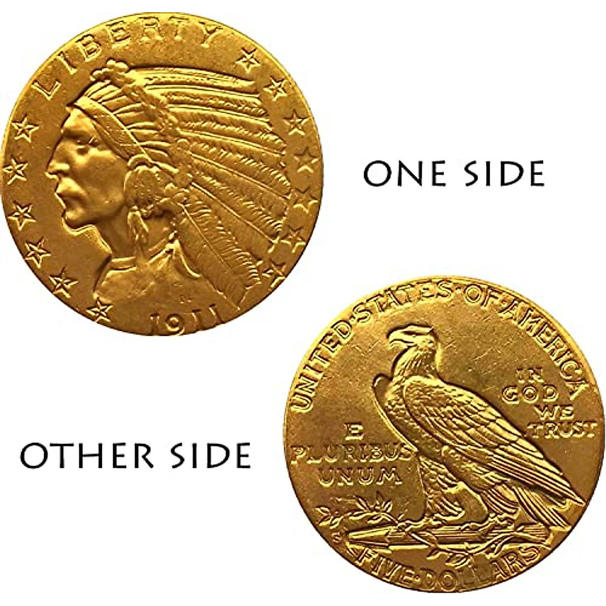 1911 Morgan Indian Head Five Dollars Coin, Gold Coins, Great American Commemorative Old Coins, Uncirculated Morgan Dollars, Discover History of USA Coins for Collectors, Cool Stuff for Men