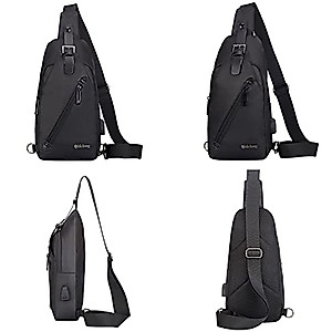 Qidelong Sling Bag - Anti Theft Crossbody Chest Bag Shoulder Backpack with USB Charging Port Satchel Daypack for Hiking Travel