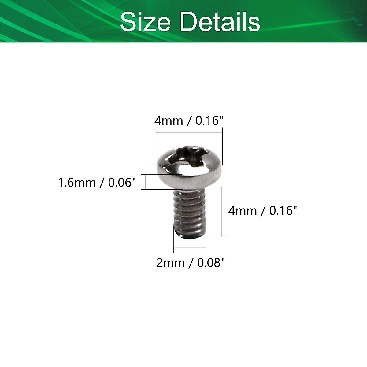 Yinpecly M2-0.4 x 4mm Machine Screws Metric Pan Head Phillips Drive Cross Head Screw 304 Stainless Steel Full Thread Fasteners Bolts Silver Gray 30Pcs Electrical Screws