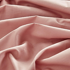 Twin Fitted Sheet Only,100% Cotton Blush Pink Bottom Sheet with 15" Deep Pocket,Comfortable and Breathable Mattress Cover for Girls Women