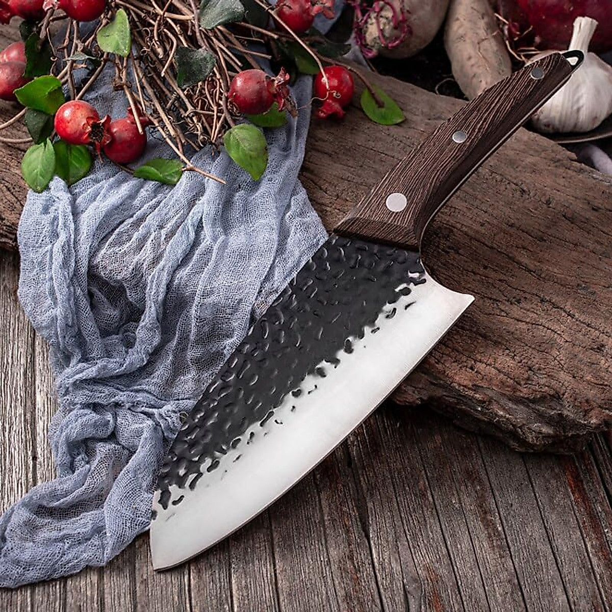 Chef's Meat Cutting Knife Fishing Knife Stainless Steel Chinese Chef Knife for Meat Fish Fruit Vegetables 5Cr15Mov Kitchen Knife Butcher Cleaver Knife By BIEMBI