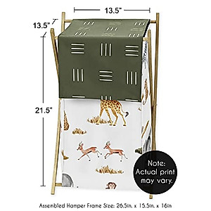 Sweet Jojo Designs Jungle Animals Baby Kid Clothes Laundry Hamper Dark Hunter Green Yellow Grey Rust Orange Black White Wildlife Safari Animal Gray Elephant Giraffe Lion Monkey Leopard Cheetah Zebra