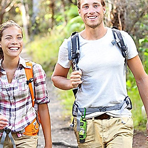 Trail Saver Pepper Spray for Hiking, Camping & Frontiersman - Police Grade Strength - Safety Package w/Compass, LED Light, Safety Whistle, Carabiner & Heavy Duty Metal Belt Clip (Green)