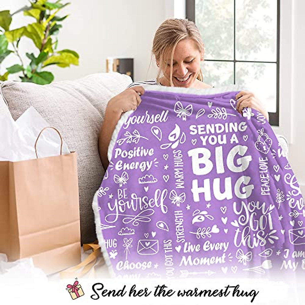 Inspirational Gifts for Women - Spring Summer Soft Blanket Hoodie - Mother 's Day Gifts for Friends Mom Sister Coworker Female Women Her Wife - Birthday Gifts for Women - Big Hug Fleece Hooded Blanket