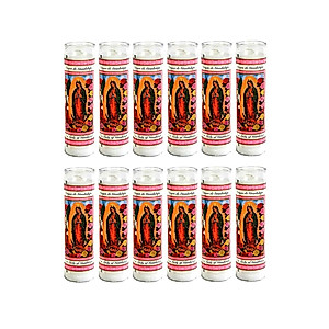 Our Lady of Guadalupe Religious Candle, Devotional, Vigil, Novena, Prayer, Saints, Candles, White, 12pk (1 Case)