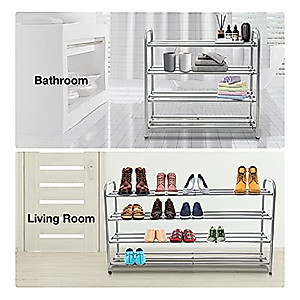 Gurkkst 4 Tier Extendable Long Shoe Rack for Closet Shoe Organiser Strong and Durable Heavy Duty Metal Shoe Shelf Holds 20+ Pairs (60-100) x 22,5 x 61,5 cm