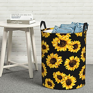 Sunflower Laundry Basket Funny Foldable Waterproof Oxford Cloth Laundry Basket Tote Bag - Multipurpose Storage Solution for Bathroom, Laundry, and Bedroom Medium