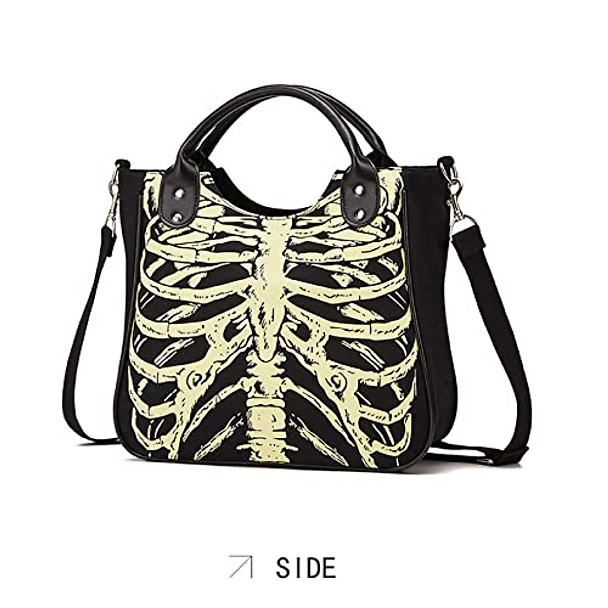 MEOKIM Gothic Backpack Canvas Bag Luminous Fashion Skull Crossbody Printed Bag Zipper Luminous Striped Shoulder Bag (Sternum Bag)