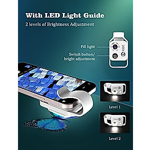 Phone Microscope with CPL Lens/LED Light,200X Pocket Microscope with Universal Phone Clip Compatible with iPhone/Andriod Phone-The Best Portable Microscope to Enjoy Microworld for Kids and Adults