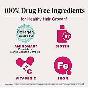 Viviscal Hair Growth Supplements for Women to Grow Thicker, Fuller Hair, Clinically Proven with Proprietary Collagen Complex, 60 Count (Pack of 1), 1 Month Supply