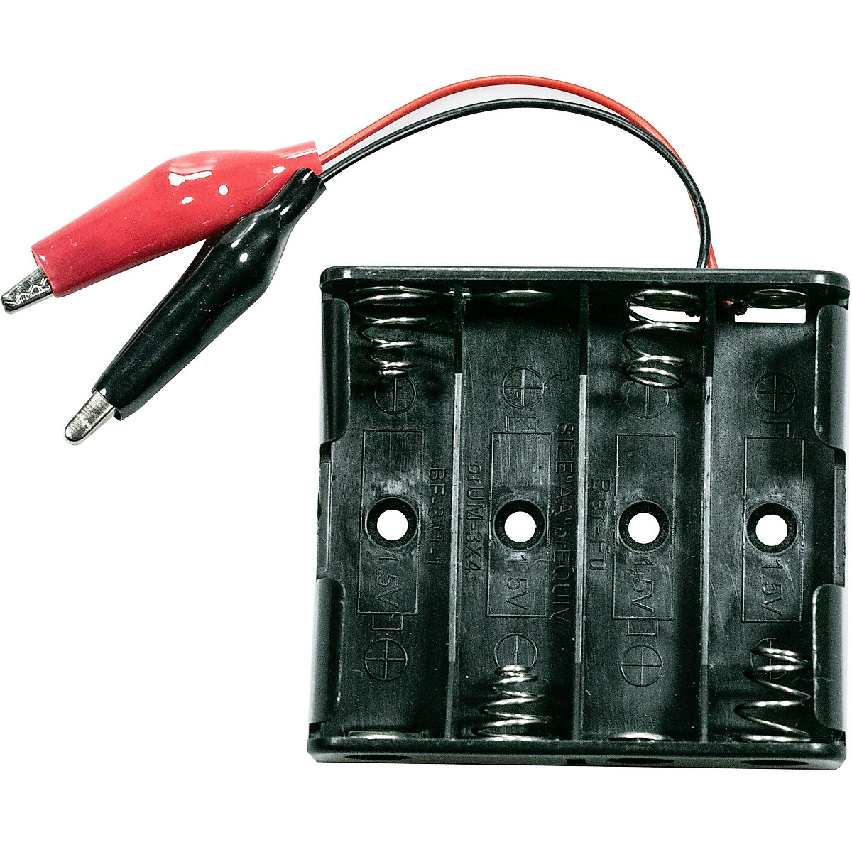 risingsaplings 4 Slots 4X 1x4 1.5V Total: 6V AA Battery Holder Box with Alligator Clip Easy to use (Pack of 2)