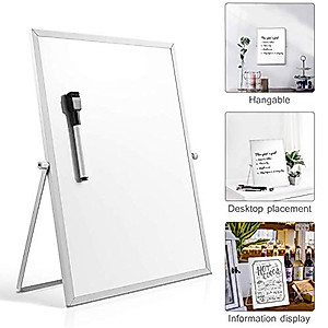 STOBOK Small Dry Erase White Board - 14 x 11 inch Desktop Double-Sided Mini Whiteboard Easel with Stand, Magnetic Portable Desk Board to Do Reminder for Kids,Students,Office School Home