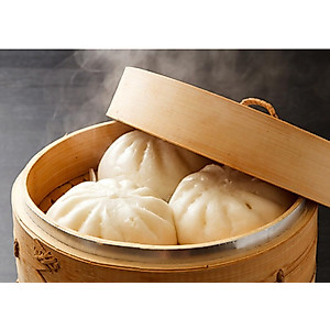 Florauspicious Bamboo Steamer Handmade Basket, Traditional 2-Tier Design - for Dumplings, Rice, Dim Sum, Vegetables, Fish and Meat - Incl. 2 Cotton Cloths (6-Inch)