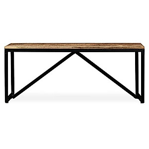 Tidyard Vintage Bench Industrial Style Mango Wood Seat Dining Table Bench with Steel Legs Home Entryway Living Room Kitchen Furniture 43.3 x 13.8 x 17.7 Inches (W x D x H)