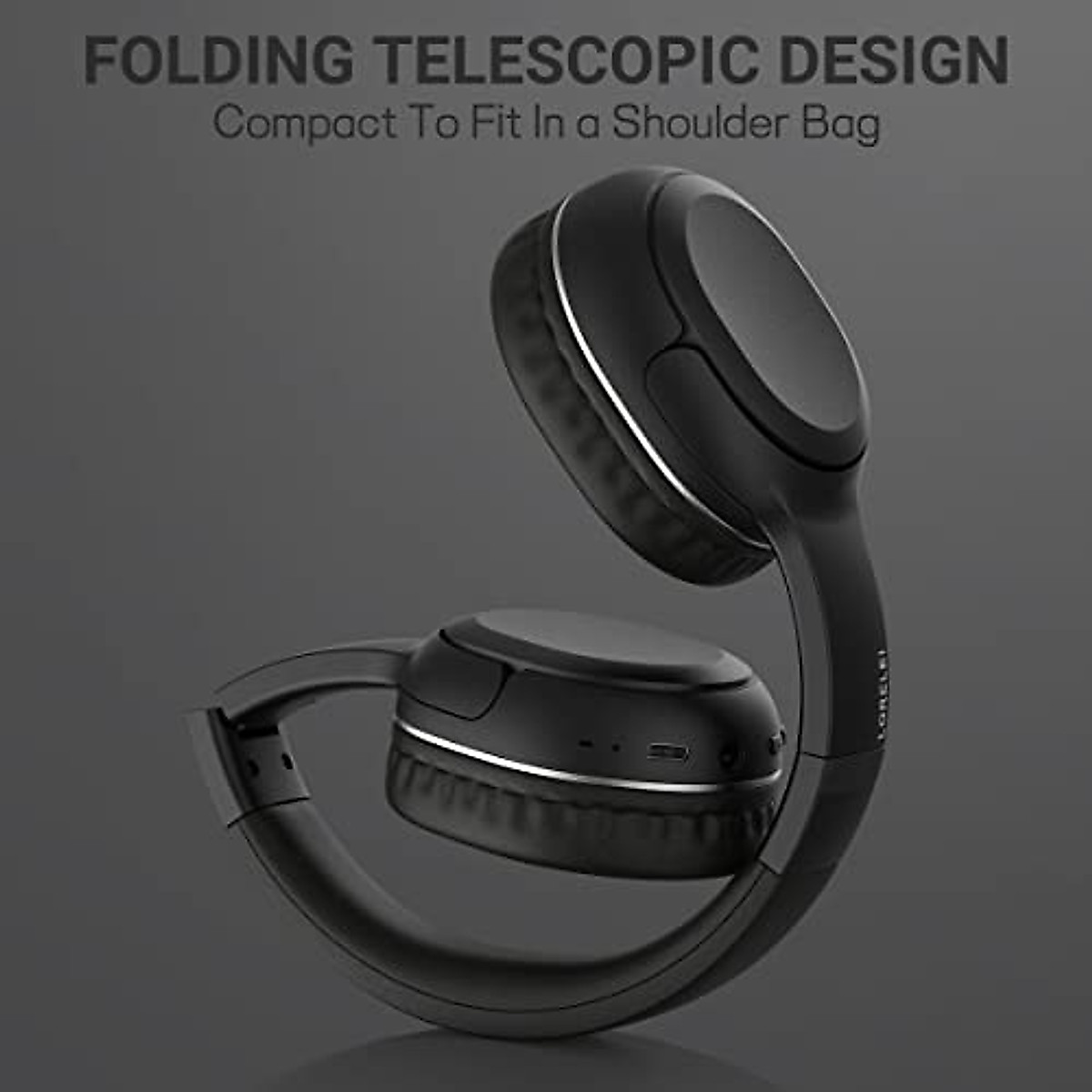 LORELEI B-C5 Wireless Headphones Bluetooth On-Ear Headset Bulit in Microphone, 30H Playtime,BT 5.3 Lightweght Foldable Headphones for Tablet/Ipad/Travel/Kids/Teens/Adult (Space Black)