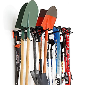 Homeon Wheels Aluminum Ski Storage Rack Holds 6 Pairs of Skis Ski Rack for Garage Wall Padded Hooks Ski Rack Wall Max 300 lbs.