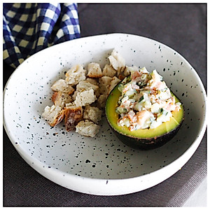 roro Handcrafted 7" Ceramic Bowls - Set of 2 | Speckled Egg White Stoneware Design | Ideal for Soup, Salad, Cereal, Pasta | Dining & Entertaining Decor | Artisan Crafted Kitchenware