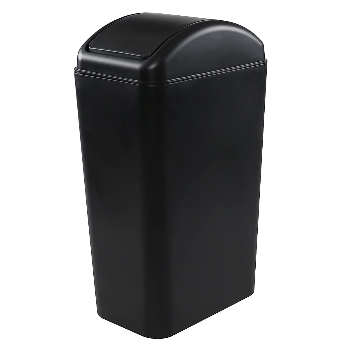 Leendines 14 Liter Plastic Trash Can, Garbage Bin with Swing Lid (Black)