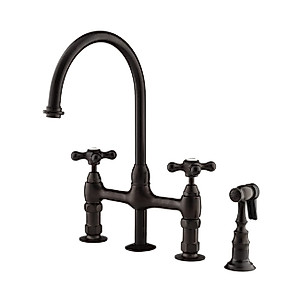 Vintage Tub & Bath Gooseneck Bridge Style Kitchen Faucet - Metal Cross Handles