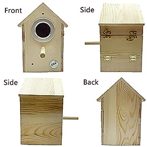 Hamiledyi Parakeet Nesting Box Birds Breeding Wooden Box Parrot Wood House Coconut Fiber Bedding Material Warm Bell Toy Cage Accessories for Finch Cockatiel Lovebirds Aviary 3 Pcs