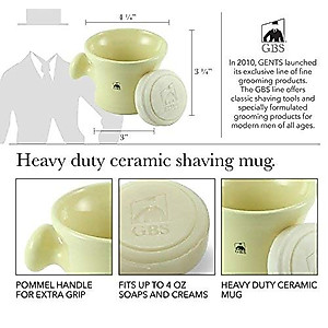 G.B.S Men’s Faux Ivory Shaving Gift Set, 5 Blade Compatible Ivory Handle Razor, Ceramic Ivory Shaving Mug, Shaving Brush, Sandalwood Aftershave, Natural Shaving Soap & Razor Stand Grooming Kit for Men