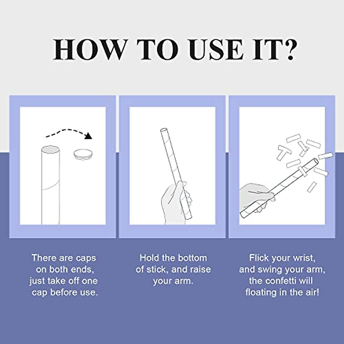 Battife 10Pack Confetti Wands, Colorful Confetti Shoot Poppers, Tissue Paper Confetti Flick Flutter Sticks for Wedding Celebrations, Anniversary, Birthday Parties, Multi-color 7.8 inch