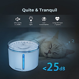 Ultra Quiet Cat Fountain, 25dB Pet Water Dispenser (White, 2.2L)