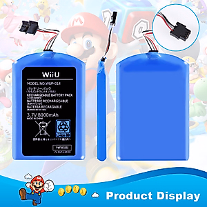UCEC 8000mAh Wii U Gamepad Battery Replacement Rechargeable Battery Pack Wii Accessories for Nintendo Wii U Gamepad