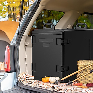 ARLIME 2PCS Insulated Food Pan Carrier, End-Loading Insulated for 5 Full-Size Pans, Food-Grade LLDPE Material, 81 Quart Portable Food Warmer, Ideal for Canteen and Restaurant Use, Black