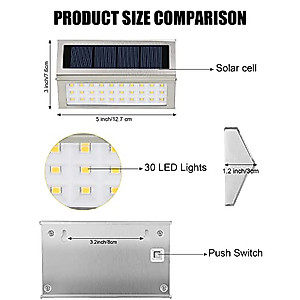 Treela 16 Pack Solar Step Lights Waterproof Stair Lights, Each One with 30 LED Lights, Outdoor Driveway Lights for Yard Fence Driveway Walkway Garden (Cold White Light)