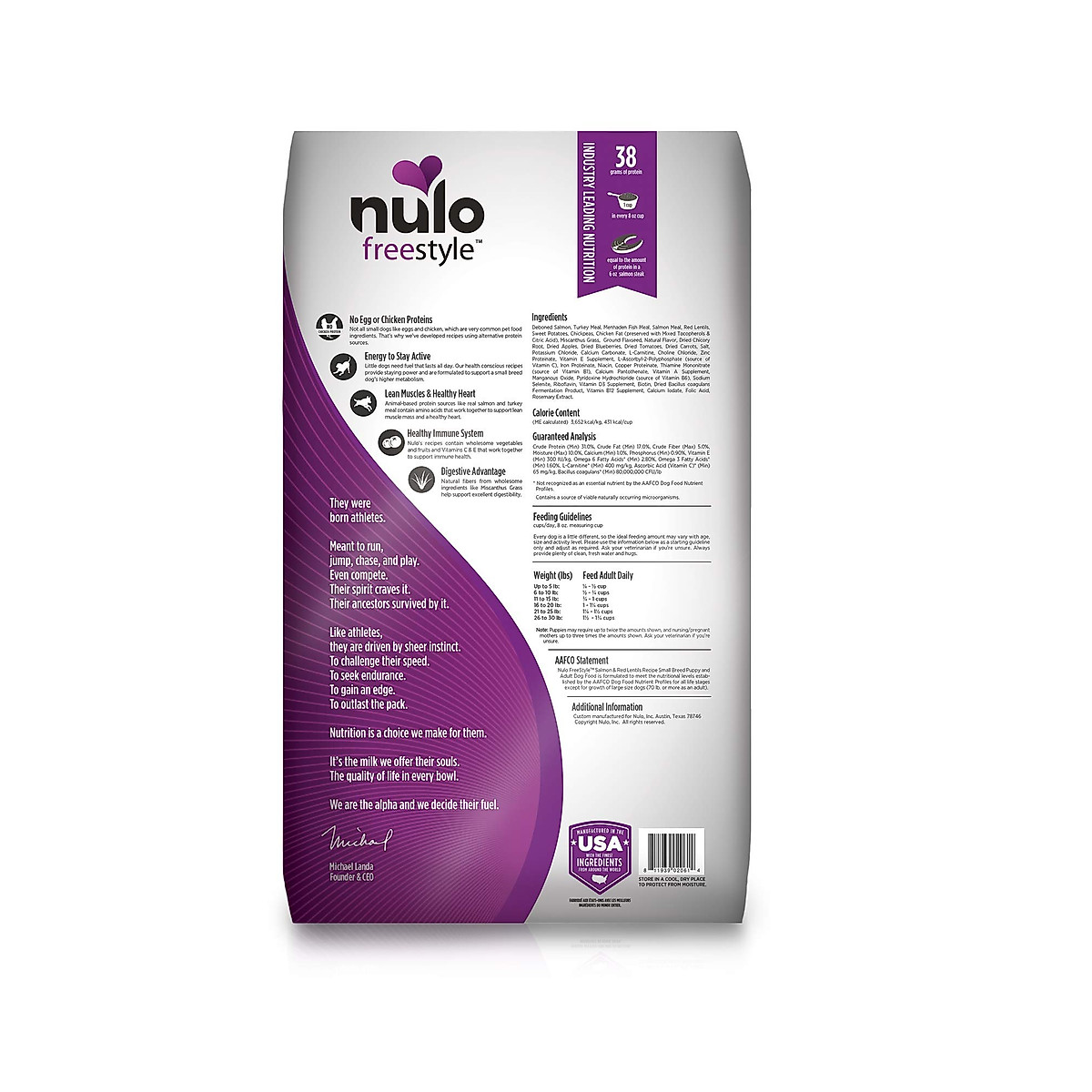 Nulo Grain Free Small Breed Dry Dog Food with BC30 Probiotic (Salmon and Red Lentils Recipe, 4.5lb Bag)