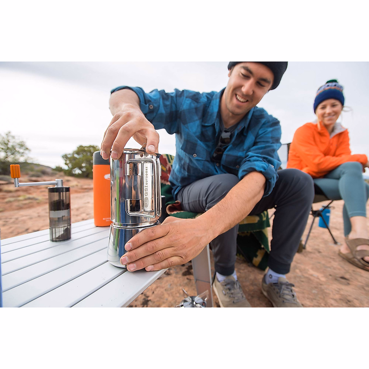 GSI Outdoors 6 Cup Stainless Steel Moka Stovetop Espresso Coffee Pot for Camping, Travel and Cabin