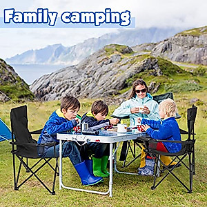 4 Pack Folding Camping Chairs with Carrying Bag Portable Lawn Chairs Lightweight Beach Chairs Outdoor Collapsible Chair with Mesh Cup Holder for Travel Outside Camp Beach Fishing Sports (Black)