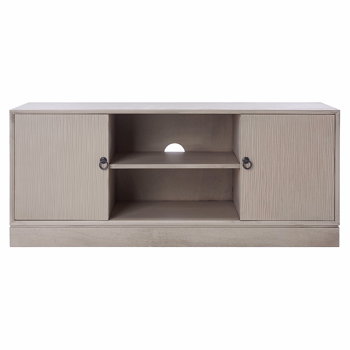 SAFAVIEH Home Collection Aliyah Greige 2-Door 1-Shelf Entertainment Media Stand up to 55" Flatscreen TV