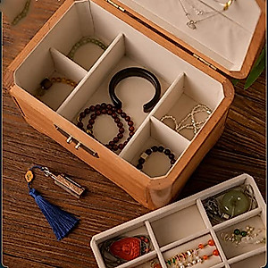 LDCHNH Rosewood Jewelry Box Solid Wood Double Layer Lock Storage Box