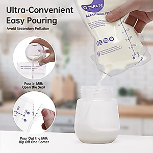 TSRETE Breastmilk Storage Bags Temperature Sensing Discoloration - 60 Count Leak Proof Double Zipper Seal Self Standing Breastmilk Bags for Breastfeeding, Space Saving for Refrigeration - 6 OZ/180ml