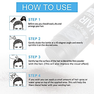 Hair Building Fibers for Thinning Hair with Spray Applicator Pump Nozzle - Natural & Undetectable,Instantly Thicker Fuller Hair Conceals Hair Loss 30 Sec,4 Shades for Men & Women,27.5g (Black)