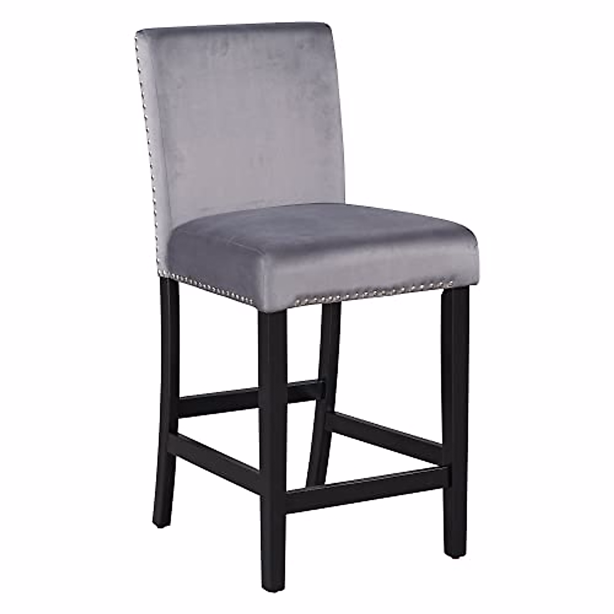 Dining Table Set of 5, Kitchen Chairs Table Set with 1 Faux Marble Dining Rectangular Table & 4 Velvet Upholstered-Seat Dining Chairs, Counter Height Chairs Table Set for Dinette Living Room, Gray