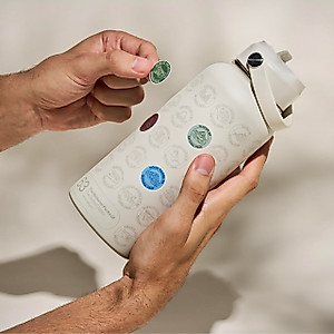 National Parks Water Bottle with Stickers Kit, Adventure Flask with Straw, Waterproof Stickers for Water Bottle, Insulated Stainless Steel 32oz (Tan)