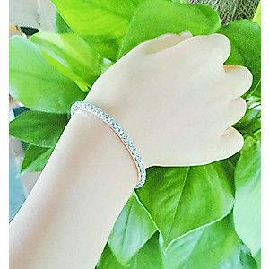 JinYu 6 Pcs Small Rhinestone 1 Rows Crystals Inlaid Paved Jewelry Stretch Elastic Bracelets Sparkle Multicolor Rhinestone Stackable Stretch Bracelets for Women