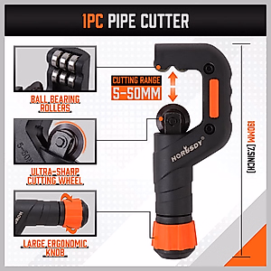HORUSDY Pipe Cutter | Tubing Cutter 3/16" - 2"O.D | Mini Tubing Cutter 1/8" - 7/8" | Copper Pipe Cutter Tool with Deburring Tool, Copper Cutter, for Copper, and Thin Stainless Steel Tube