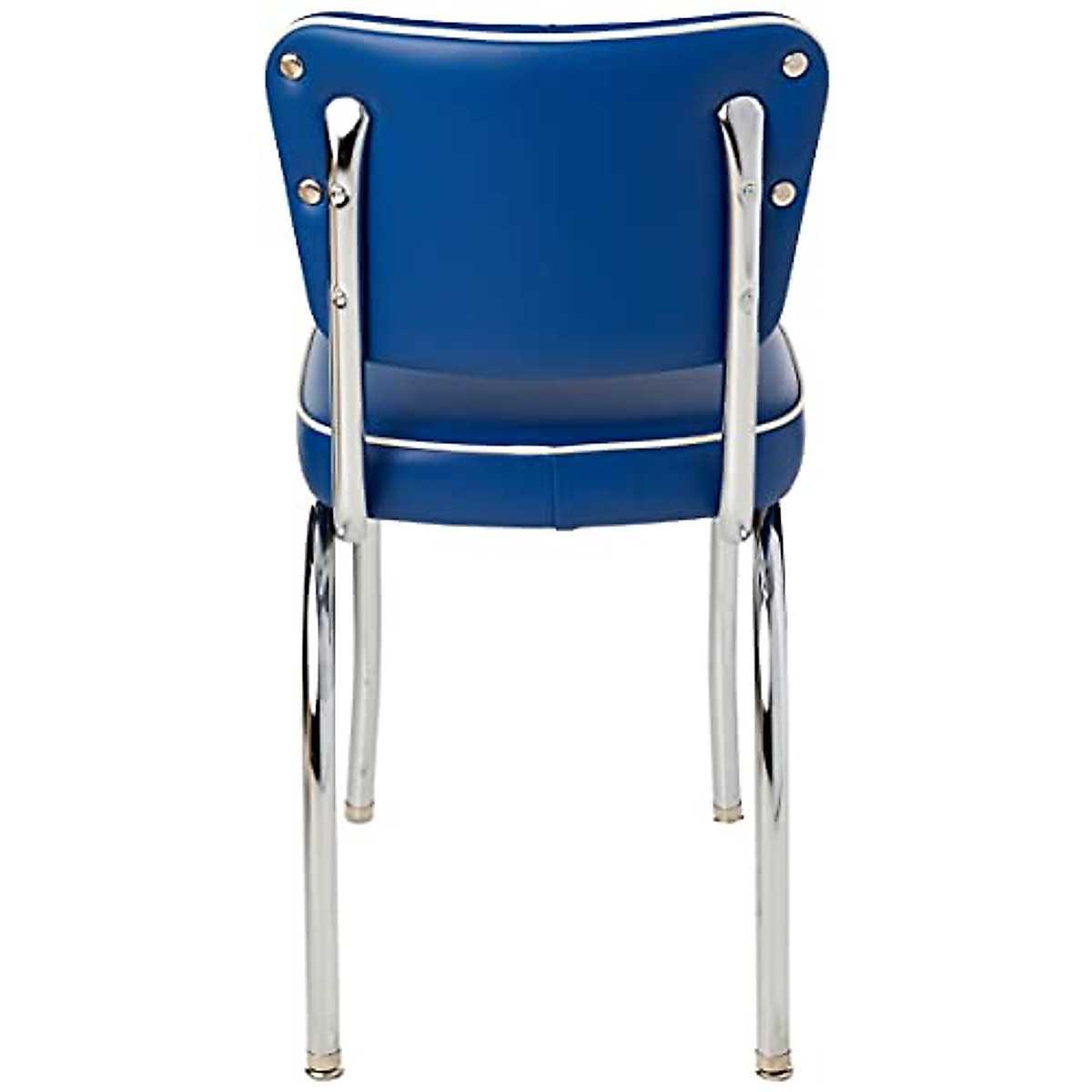 Richardson Seating Chrome Diner Chair with Button Tufted Back and 2" Box Seat, NULL, Metal, Royal Blue