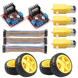 KeeYees L298N Motor Drive Controller Board Stepper Motor Control Module Dual H-Bridge with DC Motor and Smart Car Wheel Compatible with Arduino